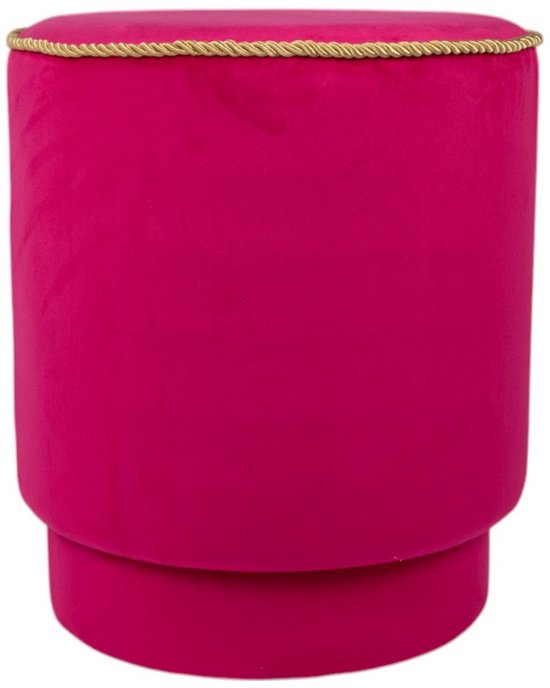 poef fluweel goud fuchsia 38x38x45cm | bol
