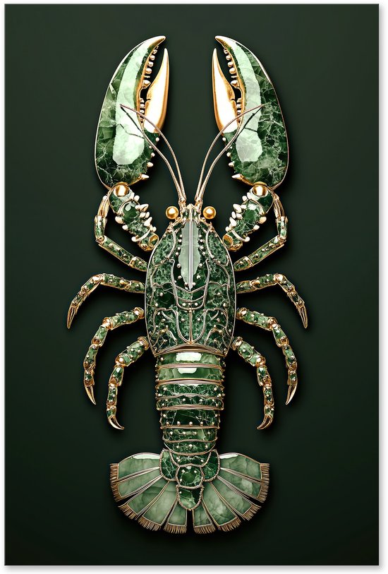 Graphic Message - Schilderij op Canvas - Edelsteen Kreeft - Groen - Goud - Restaurant... | bol