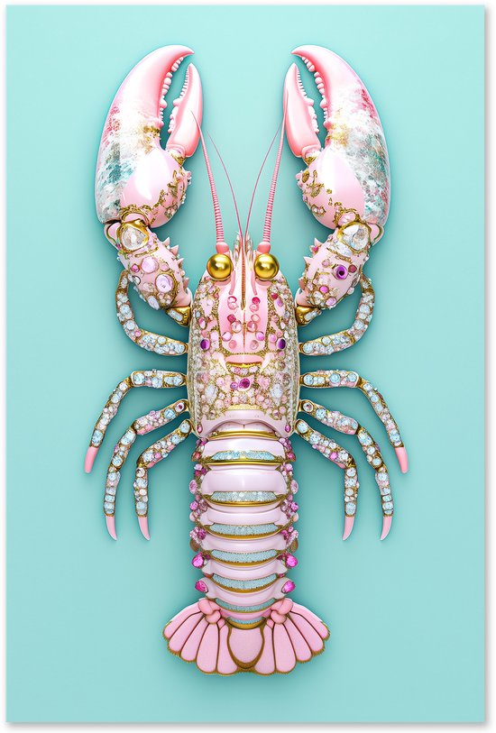 Graphic Message - Schilderij op Canvas - Roze Edelsteen Kreeft - Restaurant - Hotel... | bol