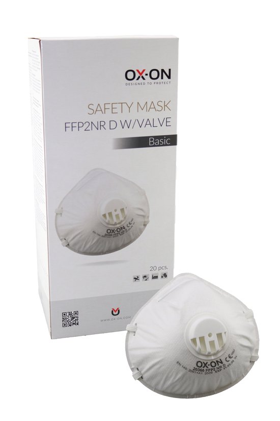 Stofmasker OX-ON FFP2 NR D uitademventiel - 20 stuks | bol