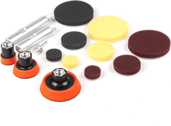 AMiO Auto Polijst Schijven Complete Set (15 stuks) Rood-Geel-Zwart | bol