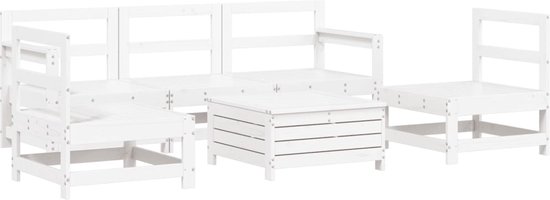 vidaXL Loungeset - 6-delig - Grenenhout - Wit | bol