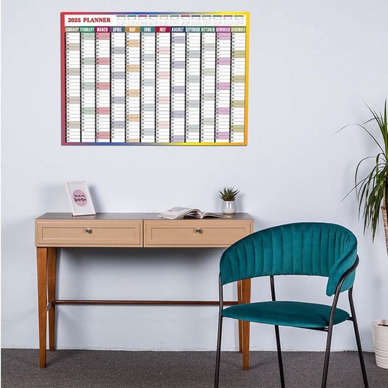 Jaarkalender 2025 - 12 maanden planner poster met stickers - januari ...