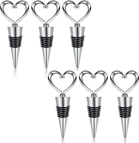 6 stuks Wijnstopper - Herbruikbare wijnstoppers Hartvormige ...