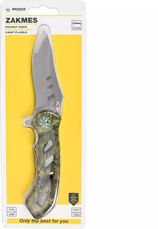Benson Inklapbaar survival zakmes - 8.5 cm lemmet - Broekclip - Snelle ...