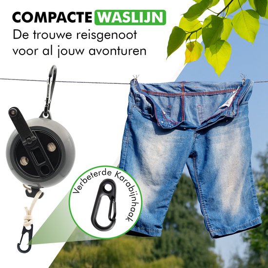 Travelhawk Waslijn uittrekbaar - Oprolbaar - 10 meter - Drooglijnen ...