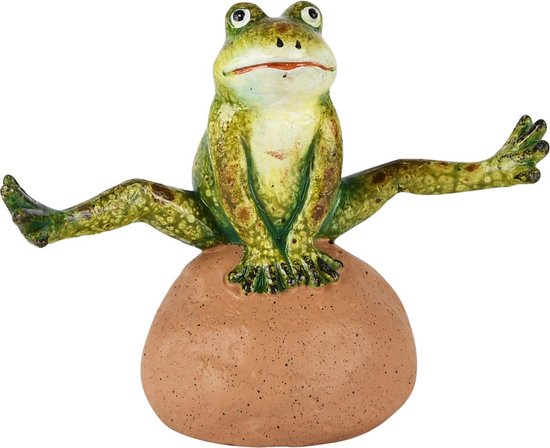 Dekoratief | Kikker op bol, groen, keramiek, 16x7x12cm | A250246 | bol