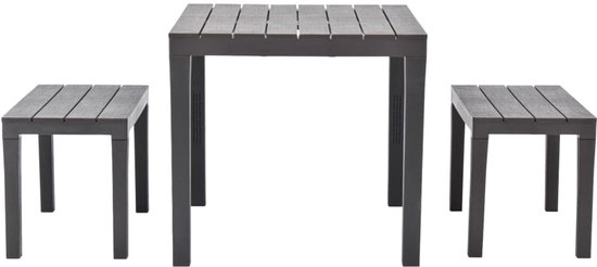 vidaXL Tuintafel met Banken - Kunststof - Bruin Tuinstoel - Tuinset ...