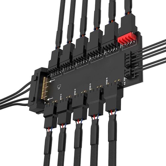 ARGB PWM Fan Hub 2 in 1 6x12V 4Pin PWM 5x5V 3Pin Adapter met 15PIN SATA Voedingsinterface | bol