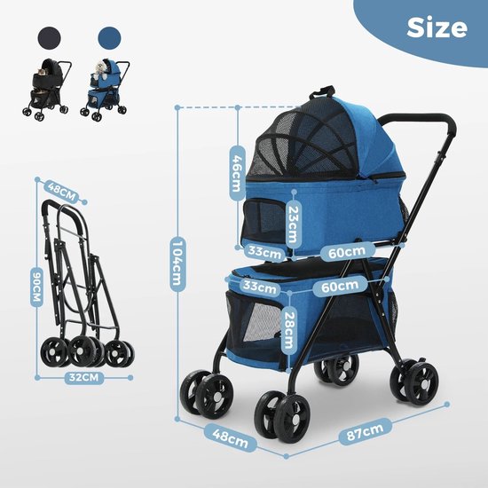 Pet Stroller Buggy - Hondenwagen - Hondenbuggy - Inklapbaar - 4 Wielen Opvouwbare... | bol
