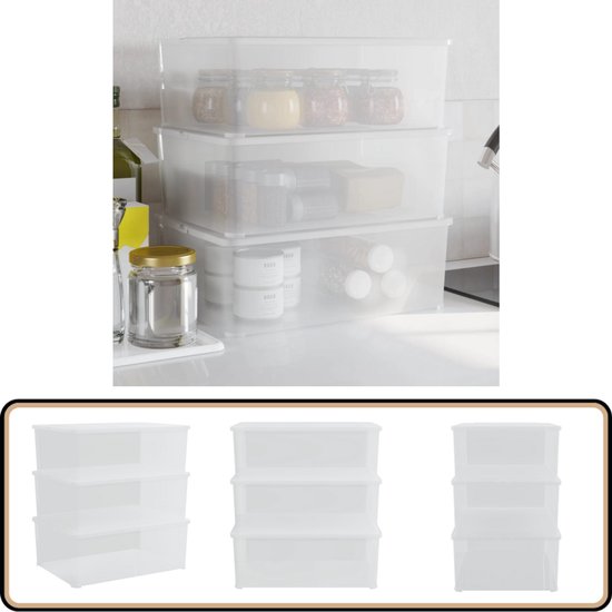 vidaXL Opbergboxen - Kunststof - Stapelbaar - 10L - 3 Stuks Opslagdozen ...