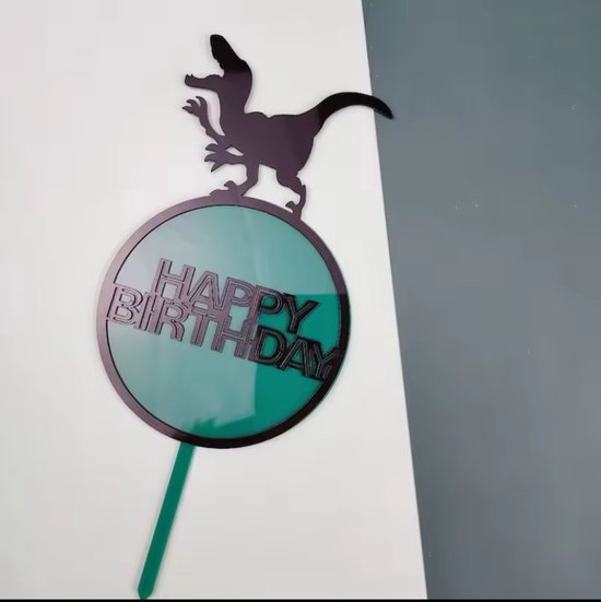 Dinosaurus Thema Cake Topper Acryl Gouden Gelukkige Verjaardag Cake ...