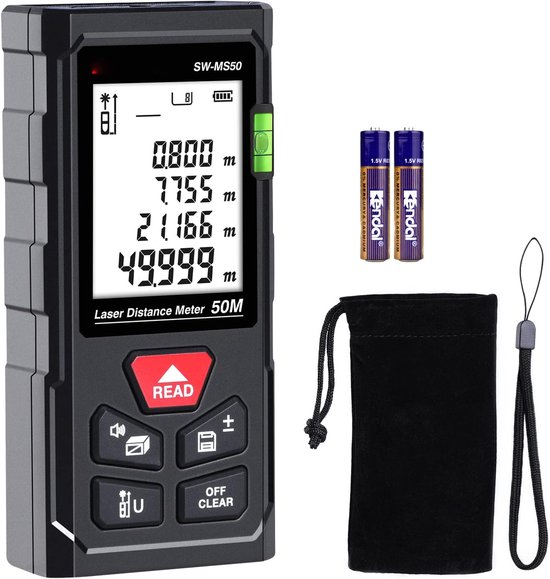 Laserafstandsmeter 50M - Digitale Laser Meter met Waterpassen - LCD ...