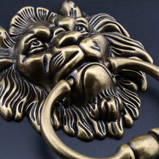 Leeuw Head Knocker 15.8 cm Gepolijst Brons Classic Vintage Design ...