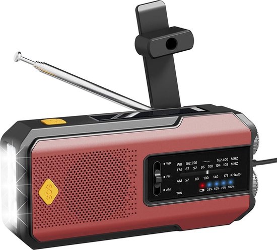 R102 noodradio - Powerbank - Zaklamp - Rood | bol