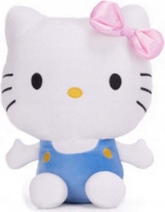 Hello Kitty Zittend (Blauw/Wit) Pluche Knuffel 18 cm - Speelgoed ...