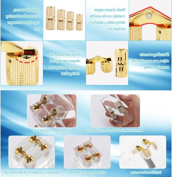 4-delige Barrel scharnier met messing - zware lading - 180 ...