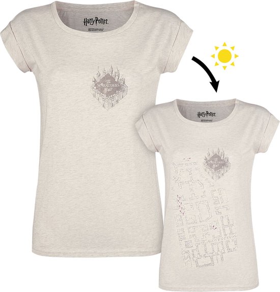 Harry Potter Marauders Map UV Dames T-shirt - gemêleerd crème - 4XL | bol