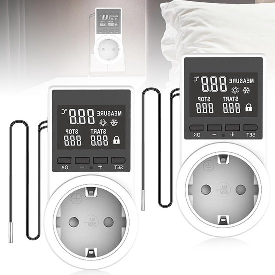 Thermostaat stopcontact - digitale timer met waterdichte kop - lcd-scherm timer... | bol