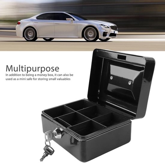 Cash Box metalen kluis met slot en sleutels - compact en draagbaar ...