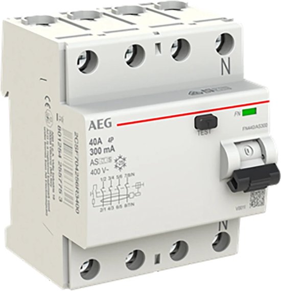 AEG aardlekschakelaar 4-polig 40A 300mA type A selectief (FN440/AS300 ...