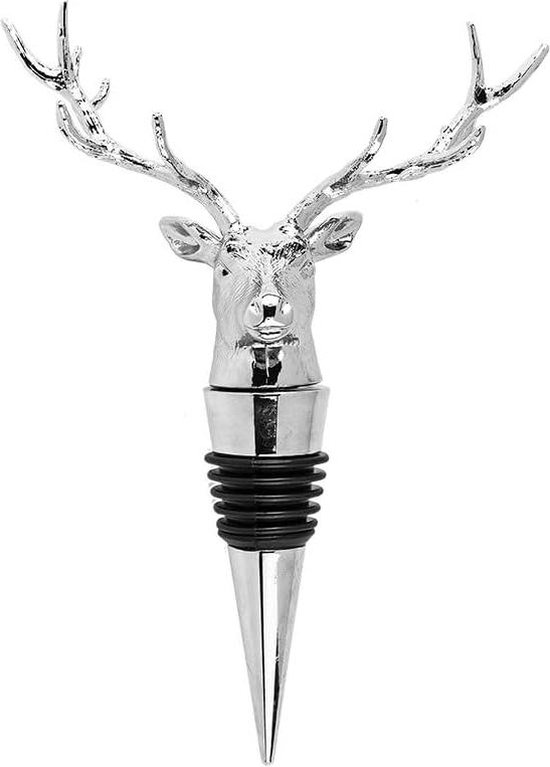 Design flessendop - hert - 1 stuk - kurk - zilver | bol