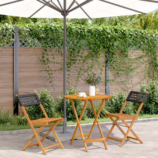 vidaXL Bistroset - 3-delig - Massief hout & rattan Tuin Set - Bistro ...
