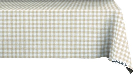 Tafelzeil Kleine Ruit Zand 140x290cm - Tafelkleed Afwasbaar - Kunststof ...