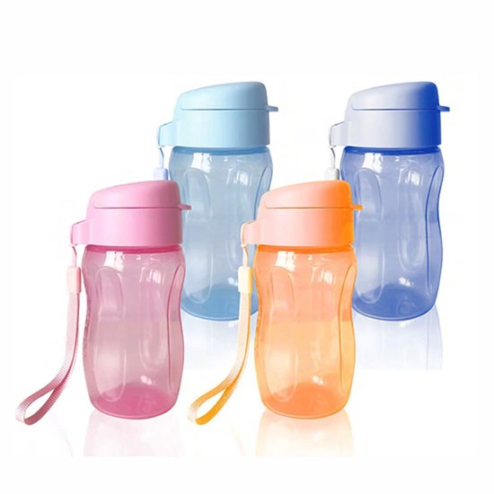 Tupperware Drinkflesjes 310 ml 4 stuks - Blauw Groen Oranje Roze waterflesjes |... | bol