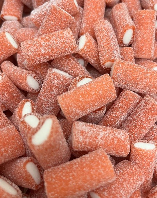 Lollywood Zure Aardbeistaafjes - Snoep - 1kg - Zuur - Rood - Wit | bol