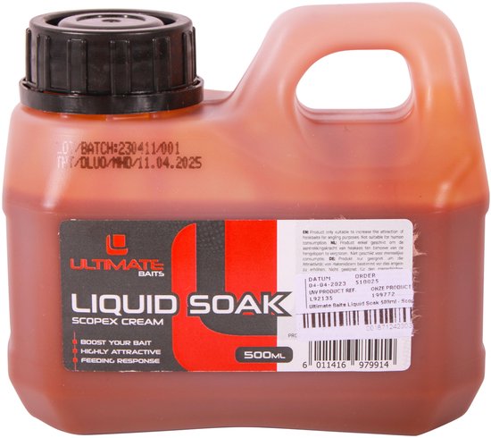 Ultimate Baits Liquid Soak 500ml - Garlic Robin Red | Boilie liquid | bol
