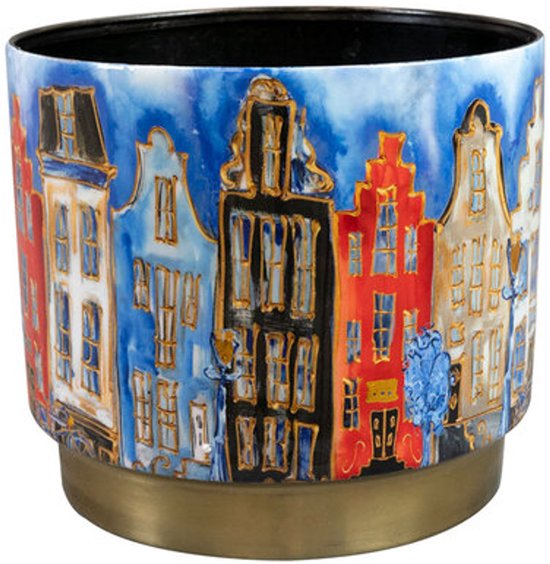 Ter Steege Bloempot "Canalhouses" Metaal Multicolour D 17 cm H 15 cm | bol