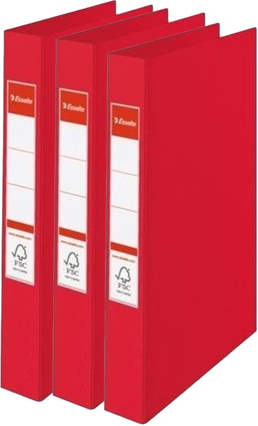 Esselte Ringband map - 3x - ordners - 2-gaats A4 - rood - ringmappen | bol