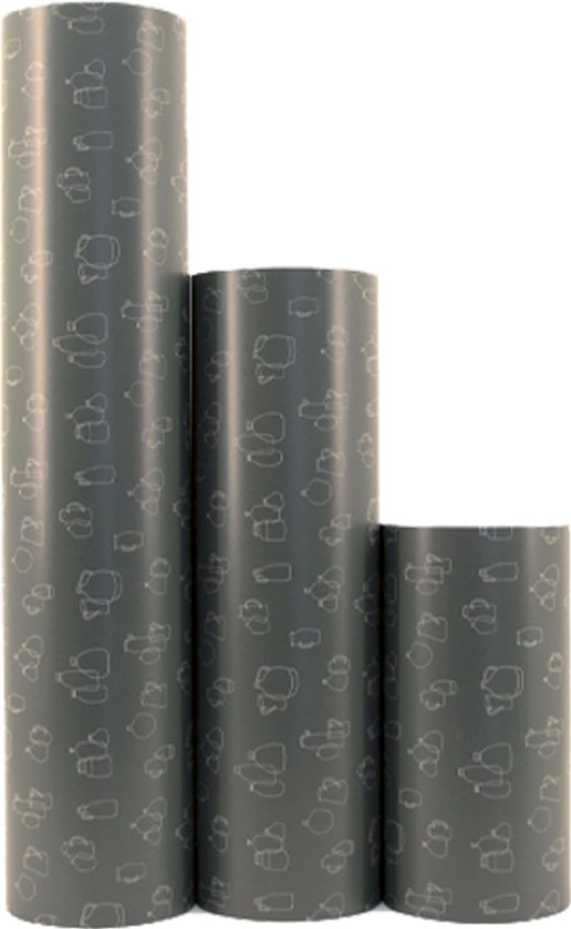 Kado Design - Cadeaupapier - Inpakpapier - Home - Grijs - 30 cm x 200 m ...