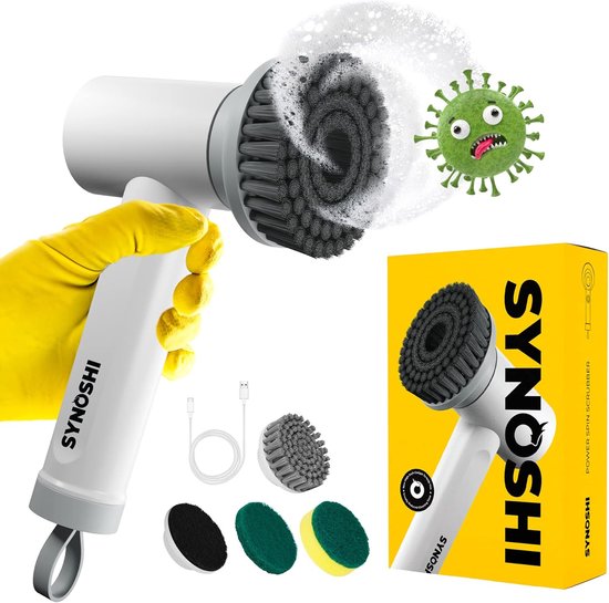 Synoshi Power Spin Scrubber - Draadloos - Oplaadbaar - Ergonomisch ...