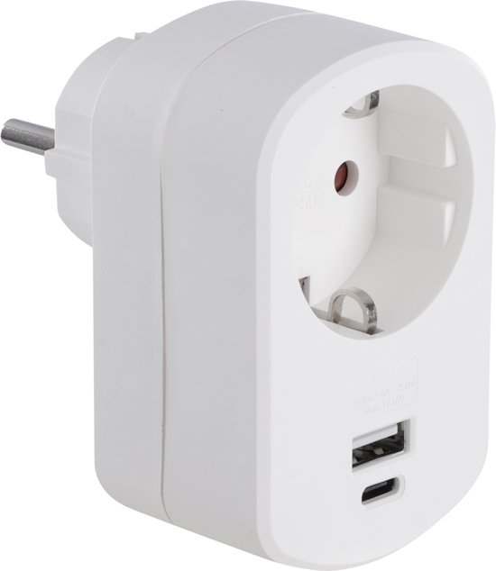 Qlink - Adaptor Priza - Adapter - Stopcontact - USB Oplader - Wit ...