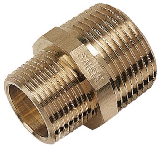 messing verloopnippel, 2x buitendraad 1/2 x 3/8 inch | bol