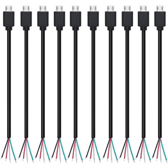 10 stuks micro-USB Pigtail kabel 4-polige blanke kabel 28 AWG 2 A USB ...
