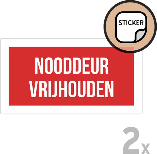Pictogram/ stickers (2x) | "Nooddeur vrijhouden" | 30 x 15 cm | Rood ...