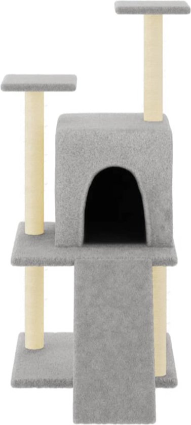 Kattenmeubel met sisal krabpalen 110 cm lichtgrijs | bol