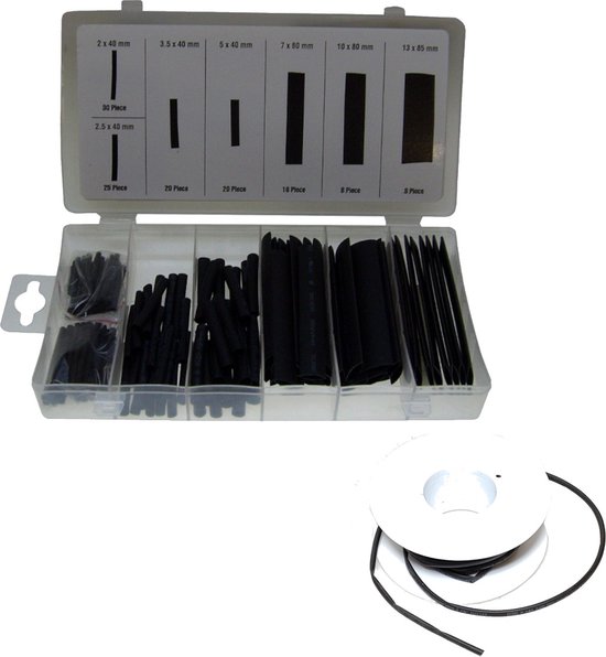 Krimpkous krimpsok zwart 2.0mm 5m & 127 delige set | bol