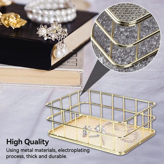 Gouden metalen opbergmand - desktop organizer - multifunctioneel - 1 ...