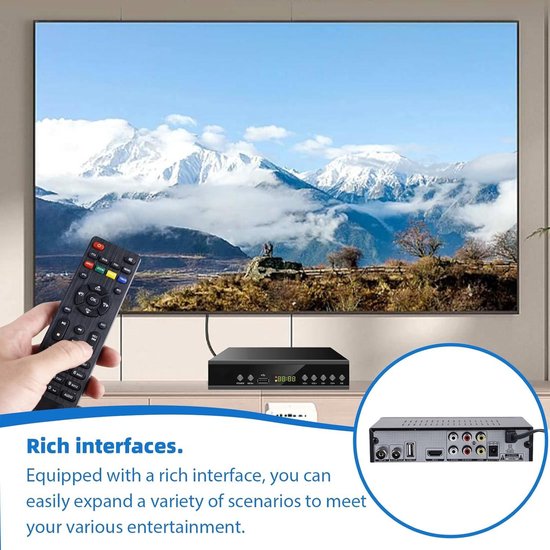 DVB-T2 digitale FullHD tv-ontvanger H.264 met afstandsbediening en ...