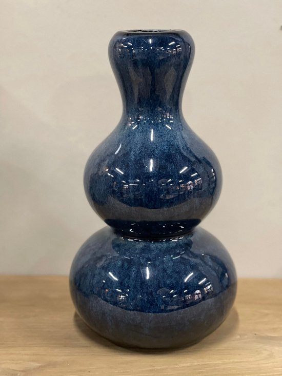Aardewerk bubble vaas blauw | bol