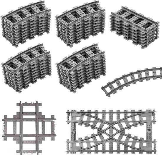 City Rails 41 Pieces Building Block Rails - Rail Set for City Building ...