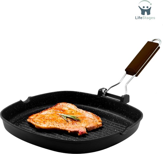 LifeStages - Grillplaat Inductie - Grillpan 20 x 20 cm - Grillplaat Van ...