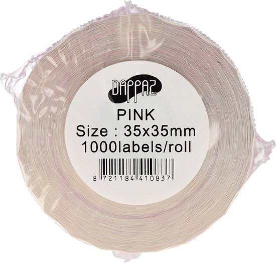 1000 Etiketten Stickers Rond 35 mm op Rol Roze - Label Blanco Sticker ...