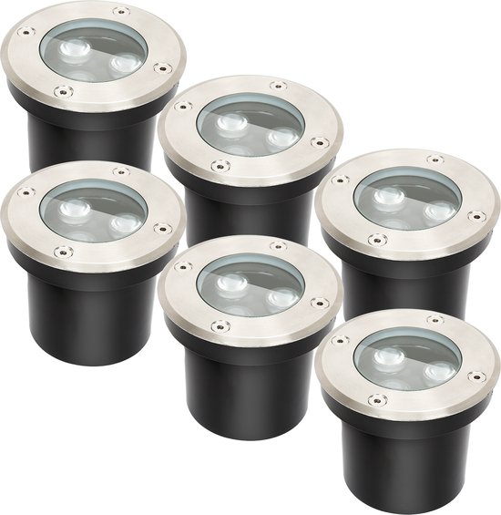 6X Grondspots LED voor buiten - Rond - IP65 Waterdicht - 3 Watt 300 ...