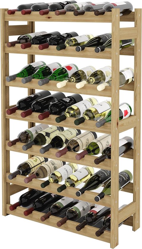 Flessenrek voor 42 flessen – Houten wijnkast en drankhouder met 7 lagen ...