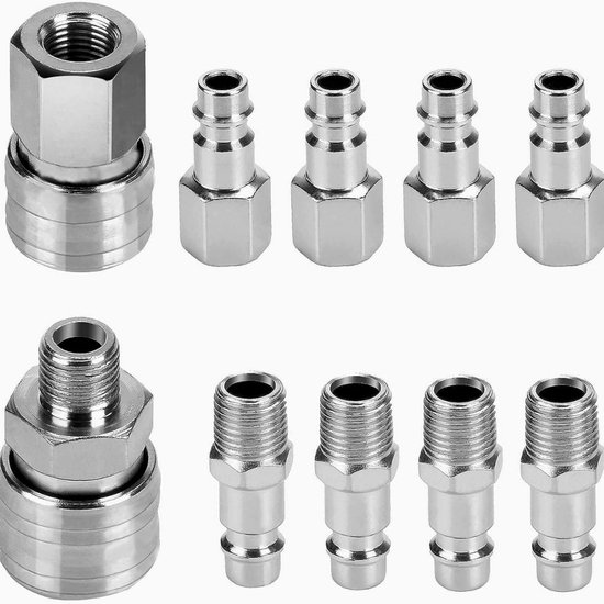 10 stuks 1/4" BSP snelkoppeling voor slangen, persluchtkoppeling voor ...